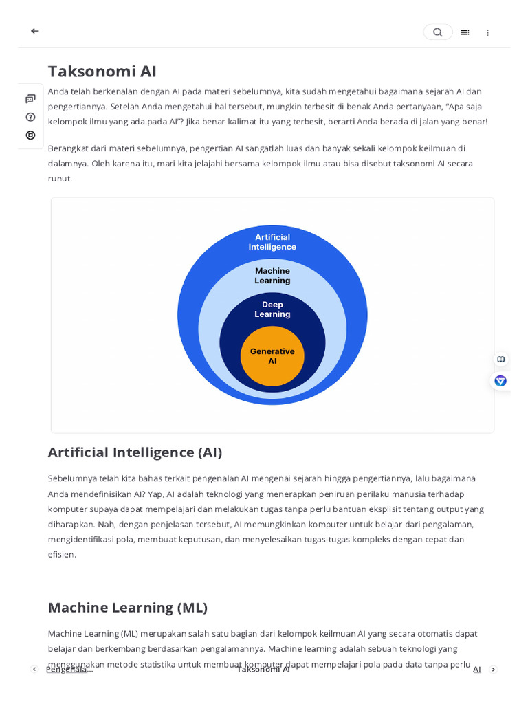 Taksonomi AI - Belajar Dasar AI - Dicoding Indonesia 3 | PDF