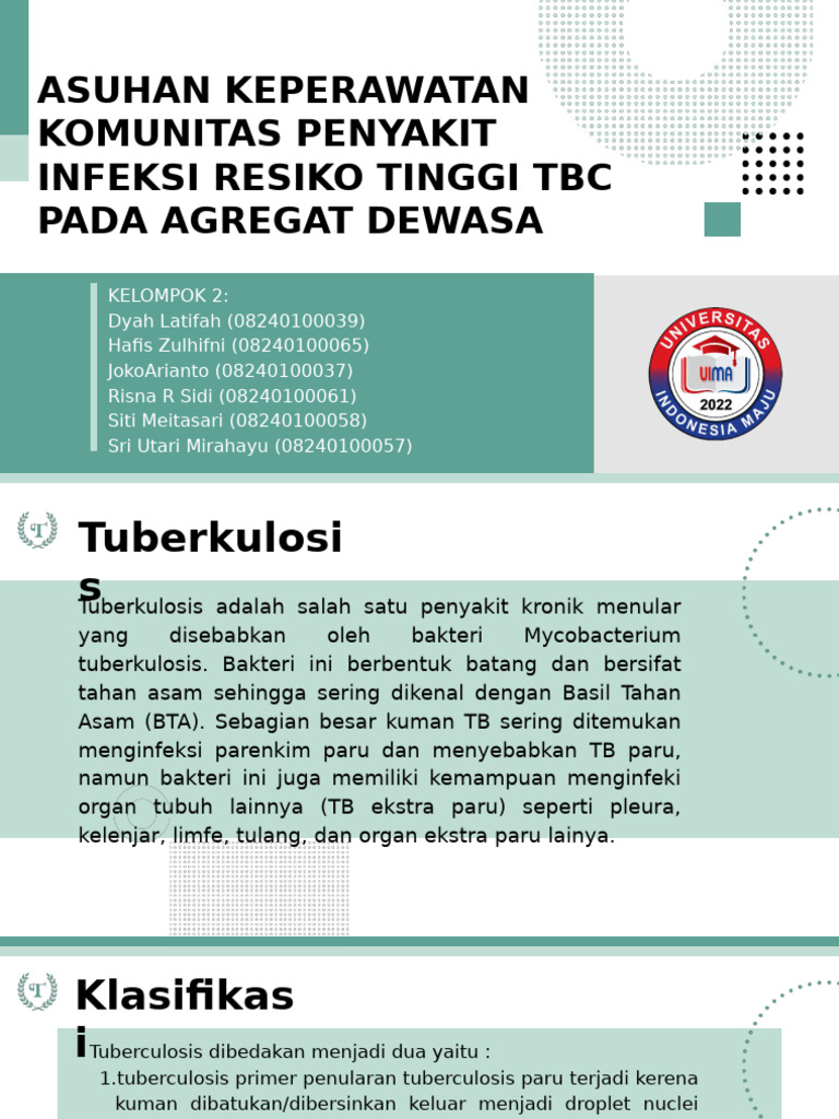 ASUHAN KEPERAWATAN KOMUNITAS PENYAKIT INFEKSI RESIKO TINGGI TBC PADA ...