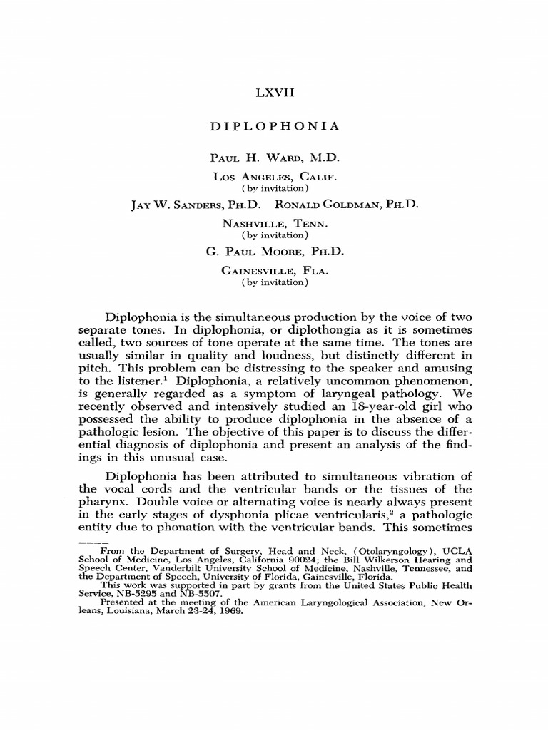 17.5 Ward 1969 DIPLOPHONIA | PDF | Human Voice | Larynx