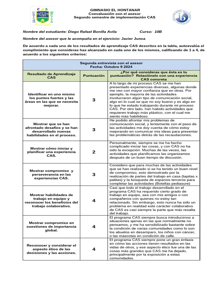 Segunda entrevista con el asesor 10° 2024 (1) | PDF