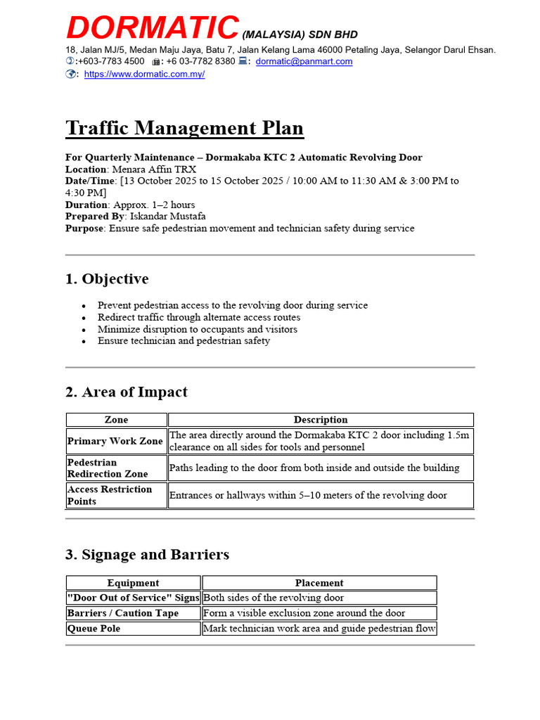 Traffic Management Plan | PDF | Safety