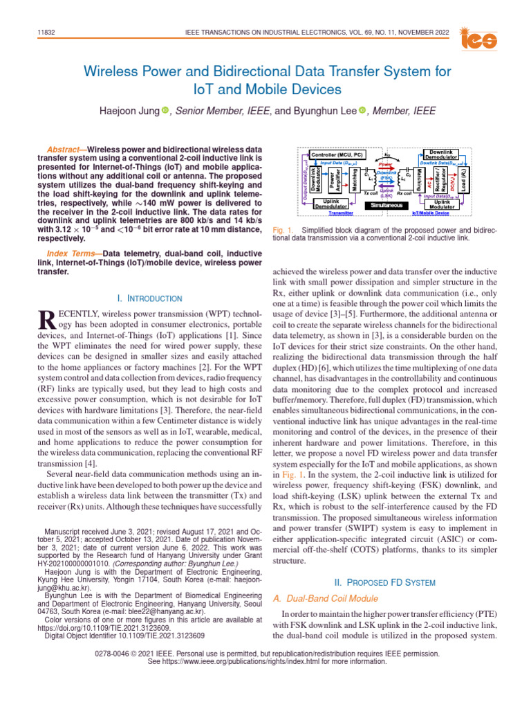 Wireless Power & Data Transfer for IoT | PDF | Duplex ...