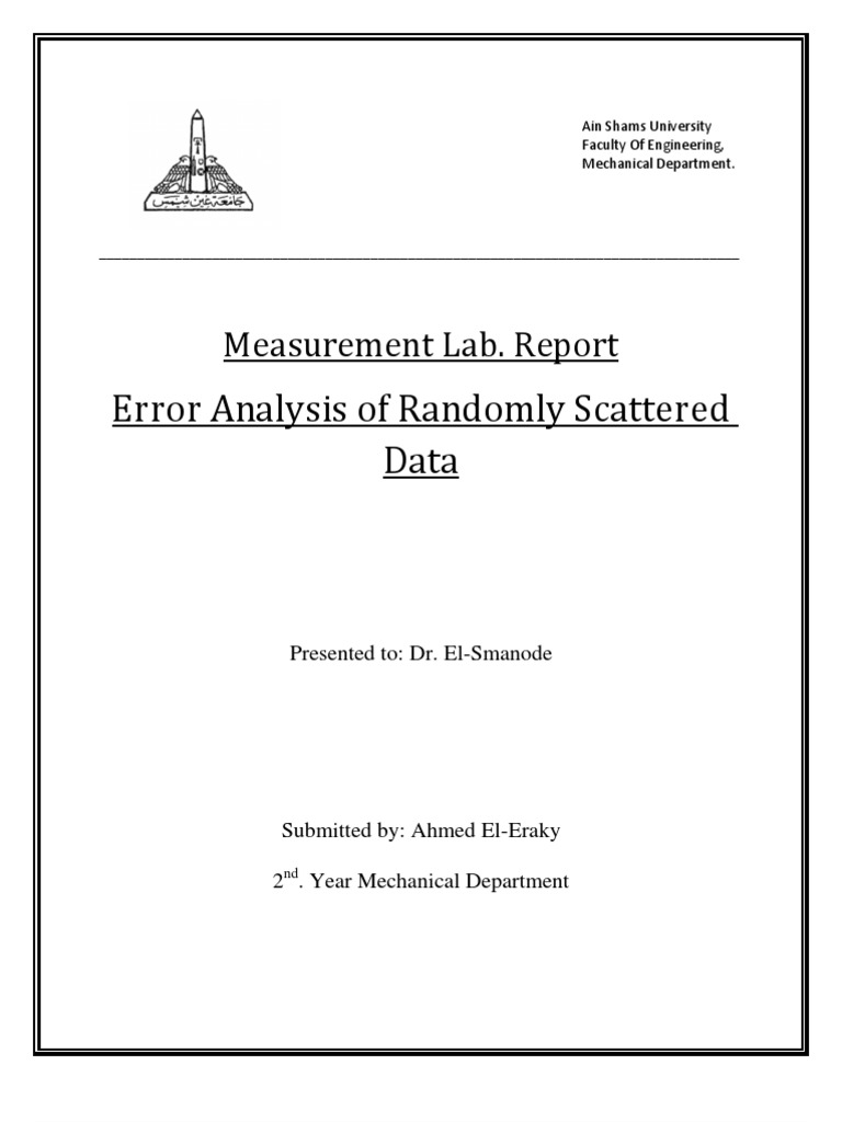Randomly Scattered Error Analysis of Data: Lab. Report Measurement ...