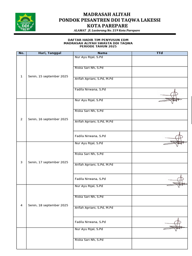 Daftar Haddir Edm | PDF