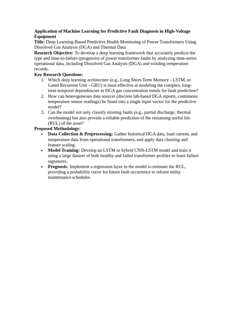 Application Of Machine Learning For Predictive Fault Diagnosis In High