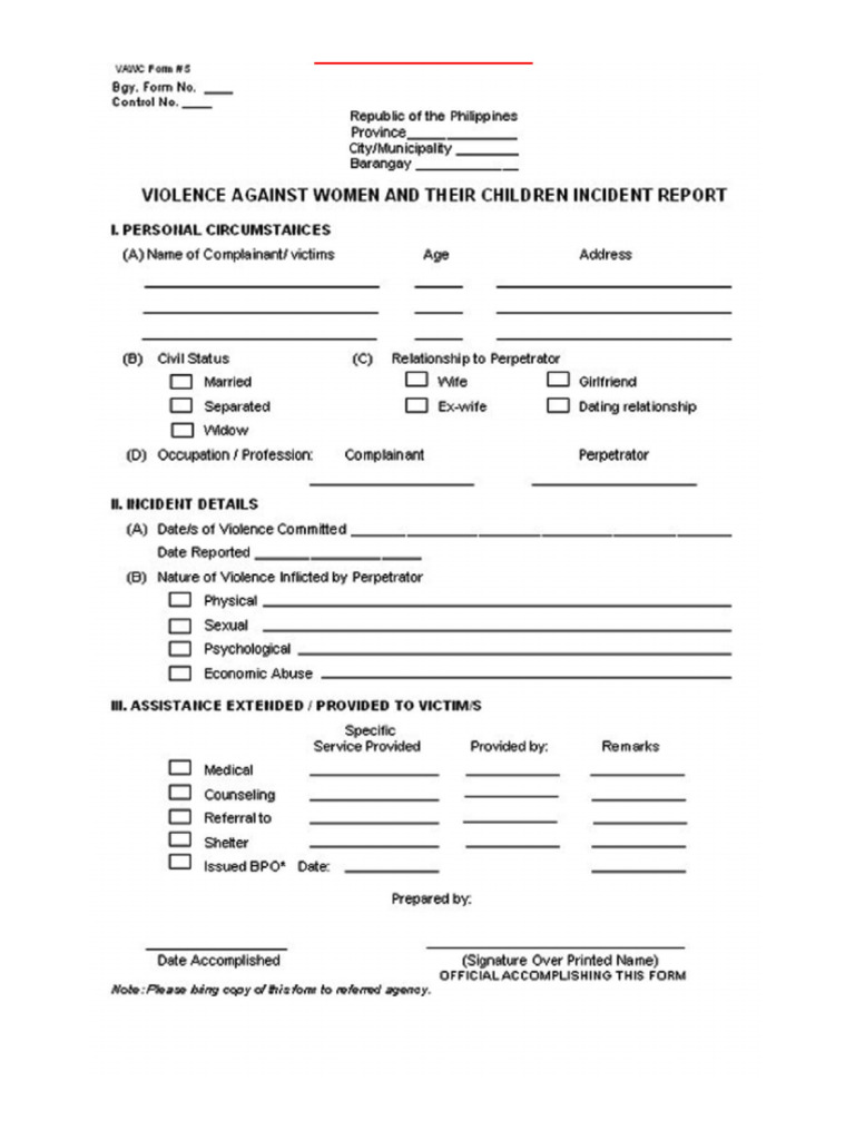 Vawc. Form. # 5 | PDF