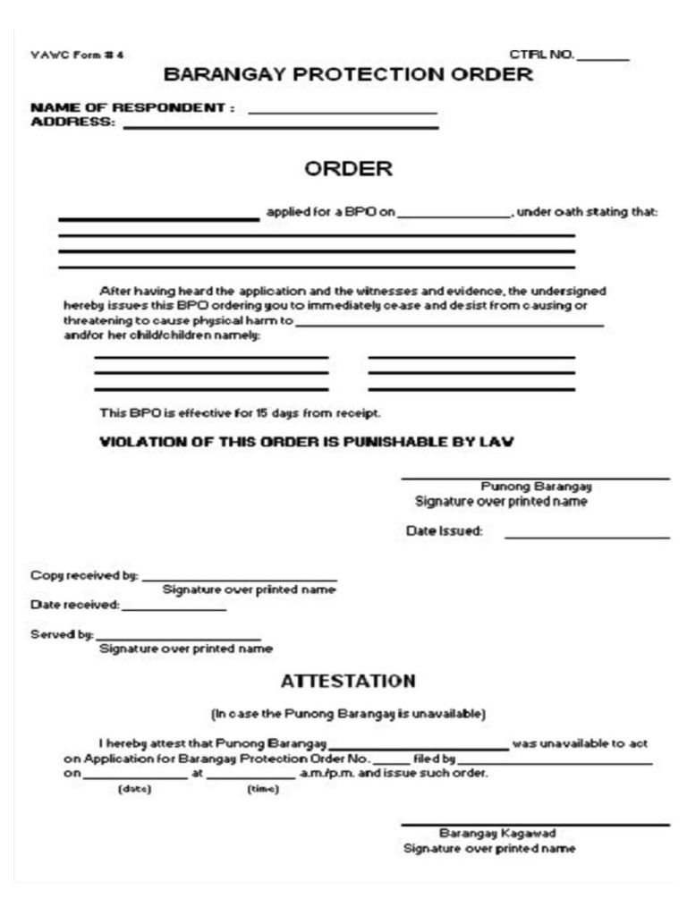 Vawc - Form # 3 (Application For BPO) | PDF