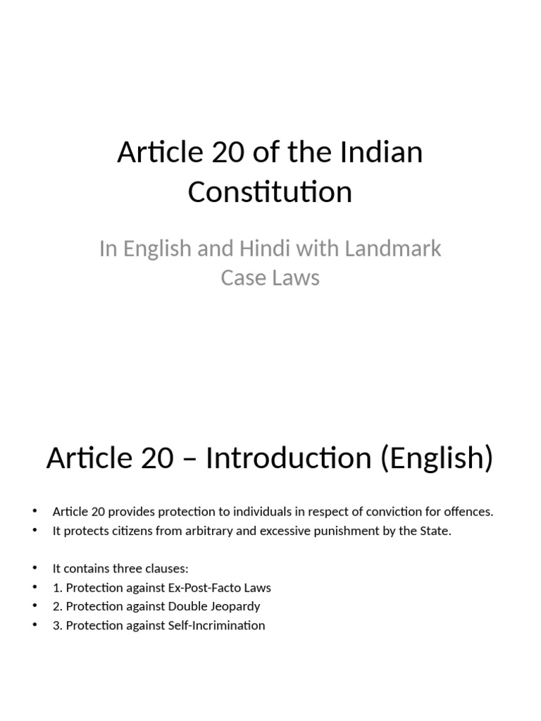 Article 20 Protection in Conviction | PDF