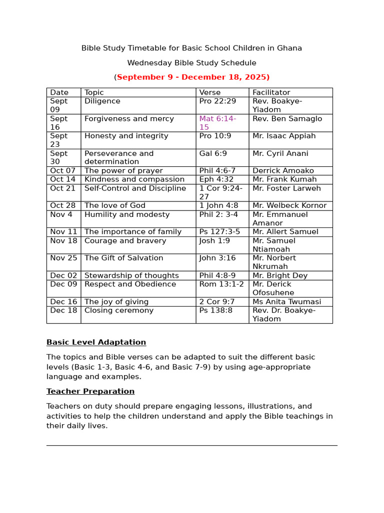 GHIS Worship Outline | PDF