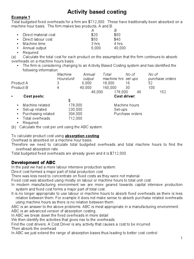 Chapter 2. - Activity Based Costing PPT Dec 2011 | PDF | Cost ...