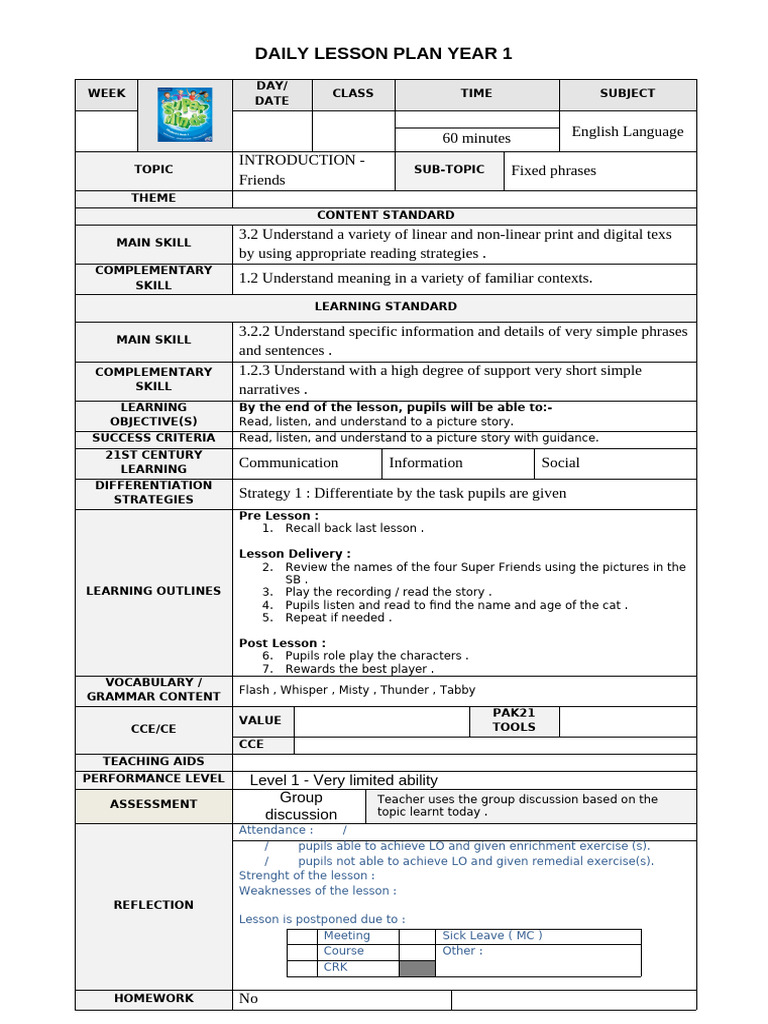 Year 1 English Lesson Plans Overview | PDF | Lesson Plan | Teachers