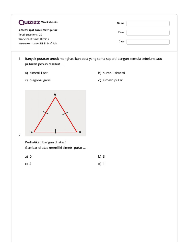 Latihan Simetri Lipat dan Putar | PDF