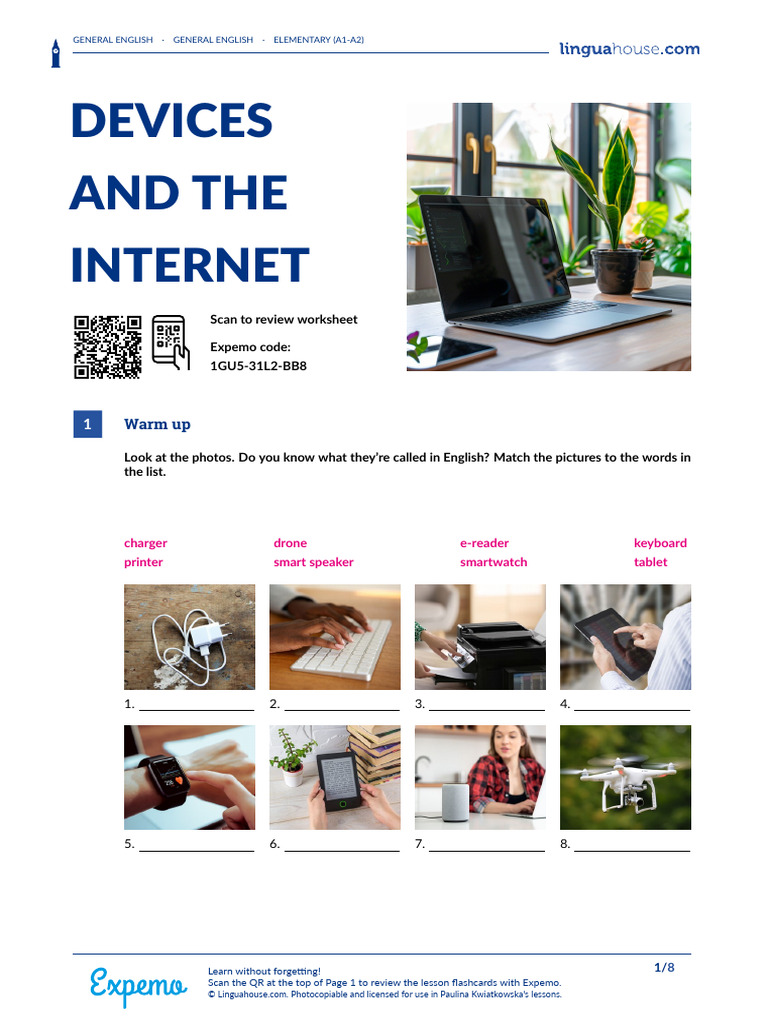 Devices and The Internet British English Teacher A1 A2 | PDF | Computing