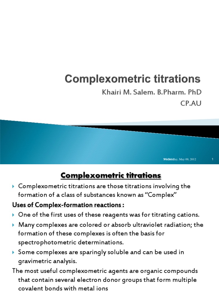 Complexometric Titrations - PPT 1 | PDF | Coordination Complex | Titration