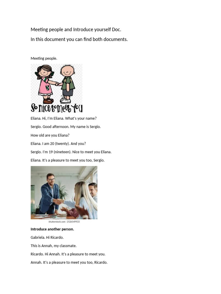Meeting People and Introduce Yourself | PDF