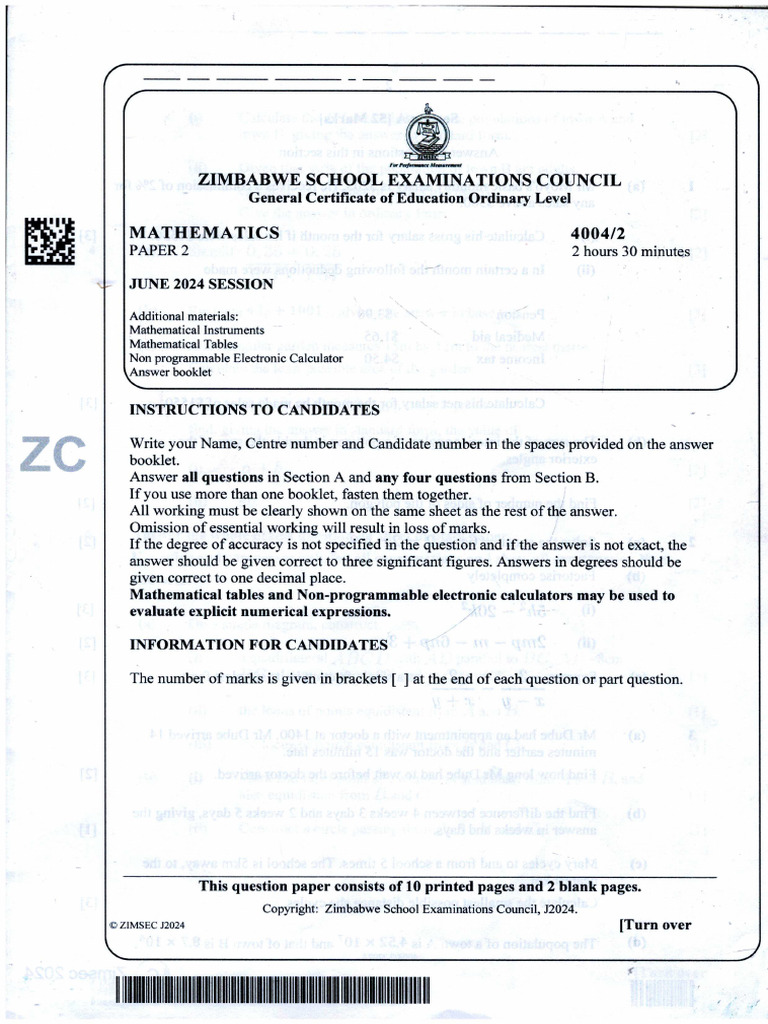 Mathematics Paper 2 | PDF