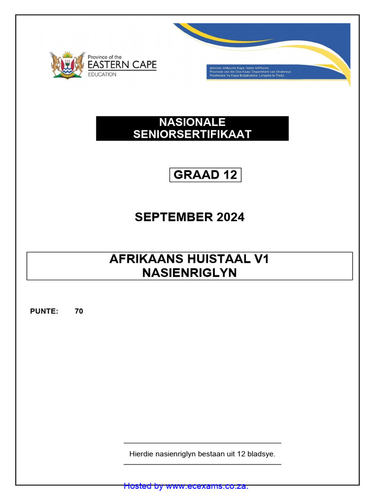 Afrikaans HL P1 GR 12 Memo Sept2024 | PDF