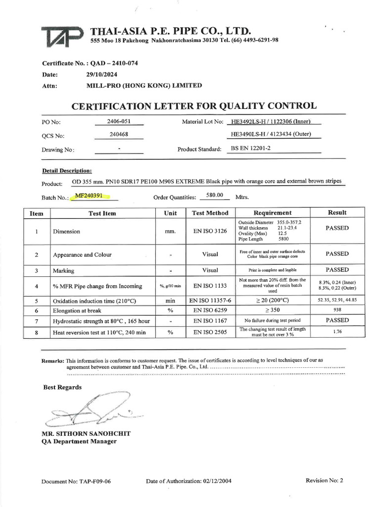 Batch 7 - Cert - PE Pile & Coupler | PDF