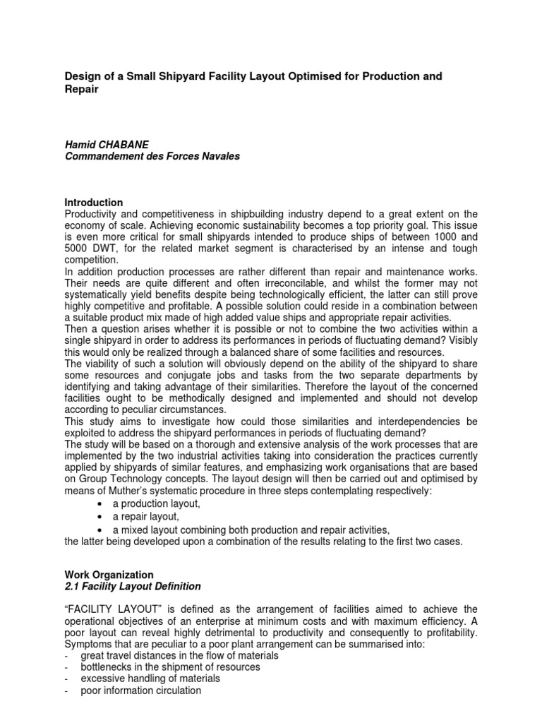 Layout 1 Design of A Small Shipyard Facility Layout Optimised | PDF ...