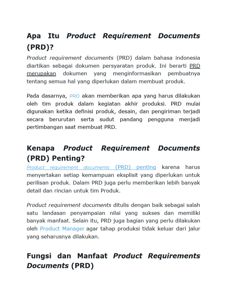 Memahami Product Requirement Document | PDF