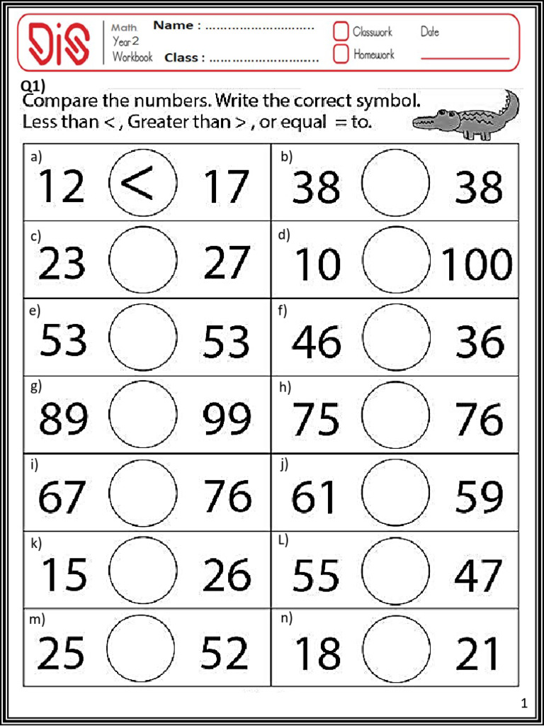 352519الواجباتComparing & Ordering & Odd & Even & Ordinal Numbers - Y2 ...