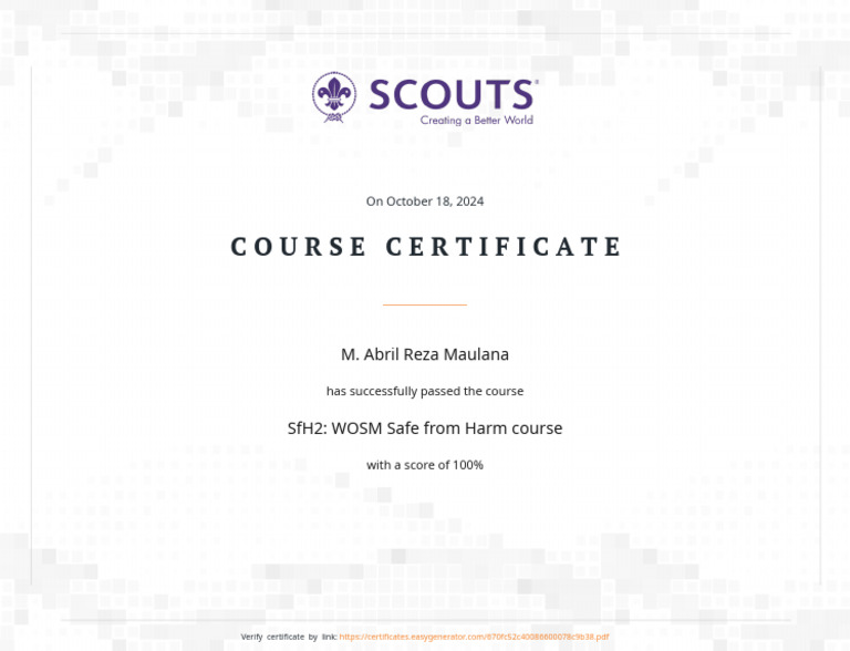 SfH2 Course Completion Certificate | PDF