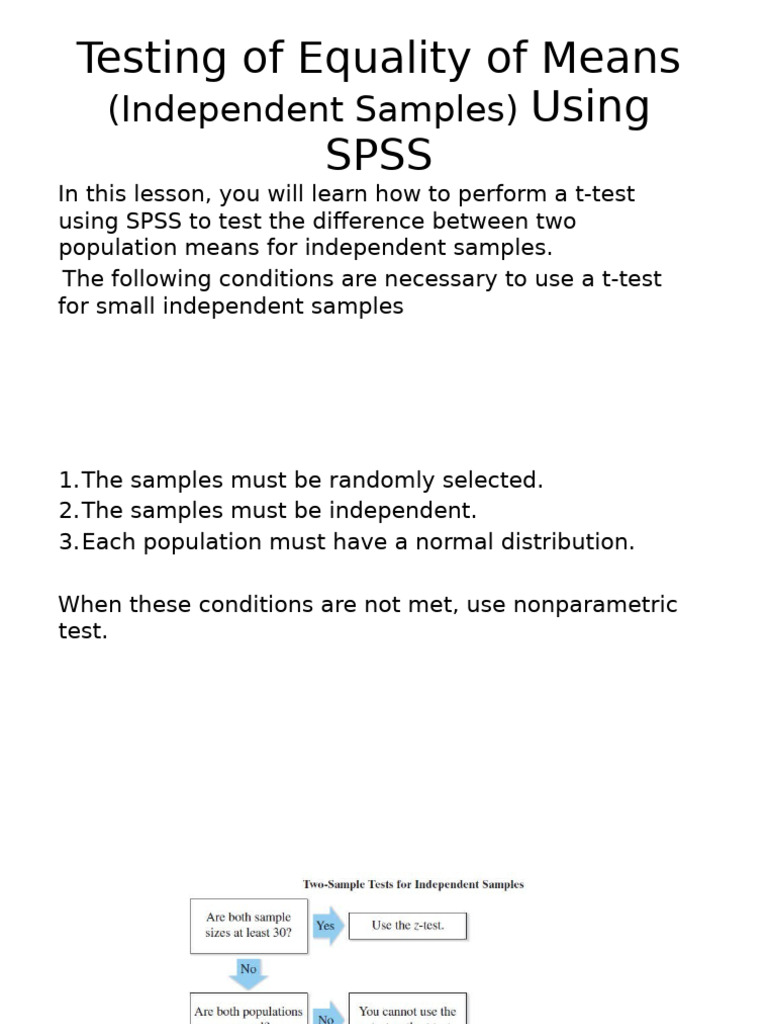 Testing of Equality of Means Using SPSS | PDF | Student's T Test | Skewness