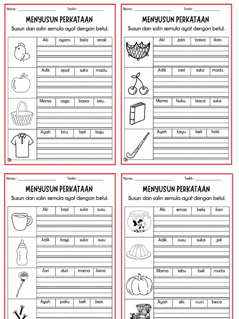 Lembaran Kerja Susun Perkataan | PDF