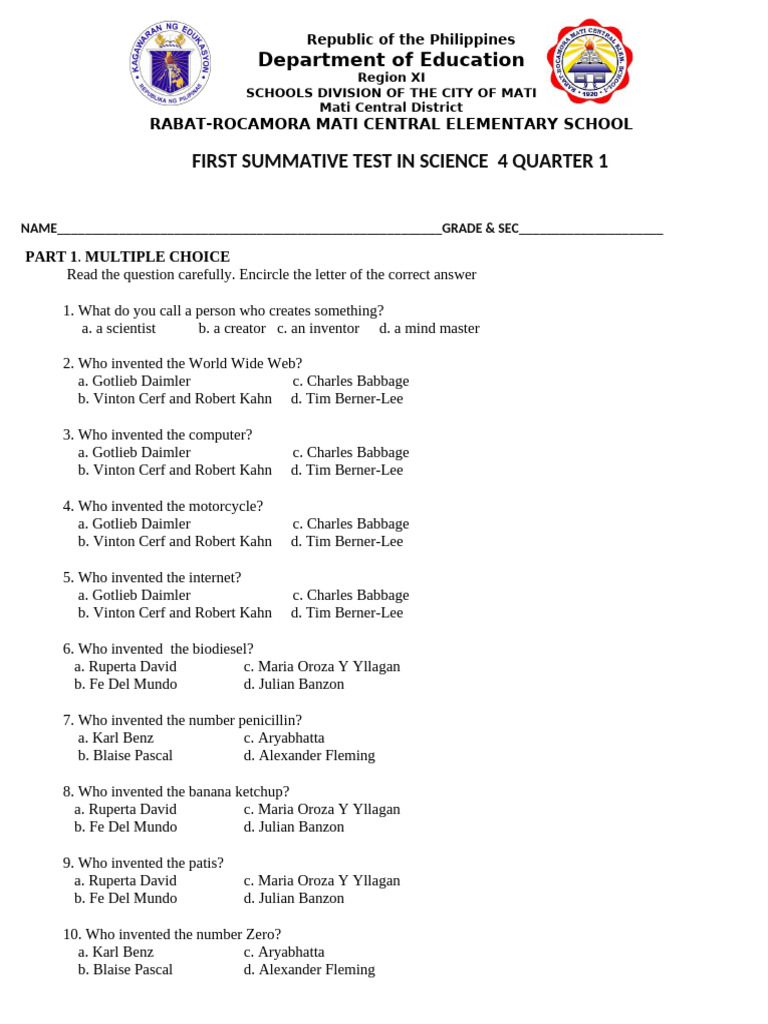 Science Summative Test for Grade 4 | PDF | Chess Openings | Chess