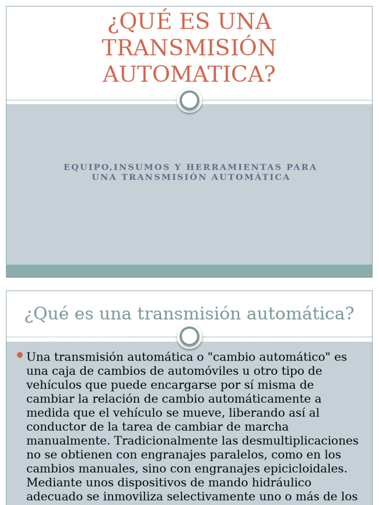 Que Es Una Transmision Automatica | PDF | Transmisión automática ...