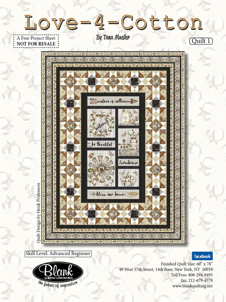 Love 4 Cotton 2 Free Quilt Pattern by Blank Quilting | PDF | Quilt ...