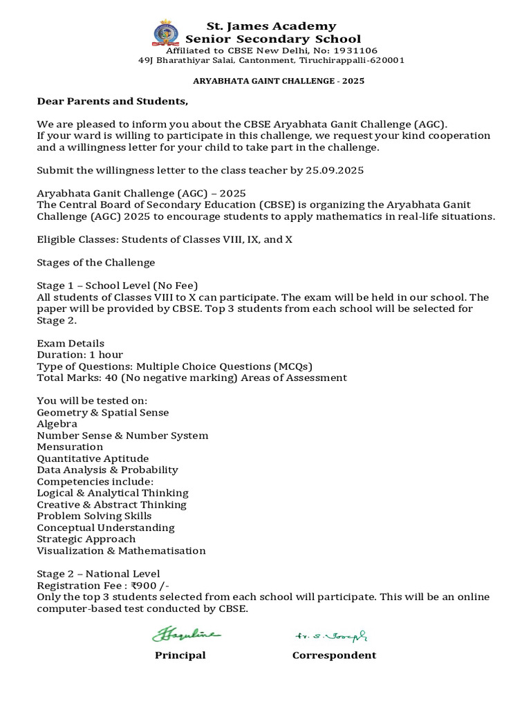 Aryabhata Ganit Challenge 2025 | PDF