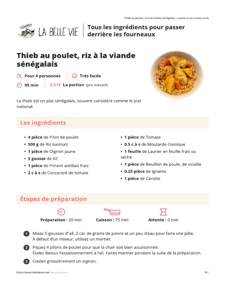 5595 Thieb Au Poulet Riz A La Viande Senegalais | PDF