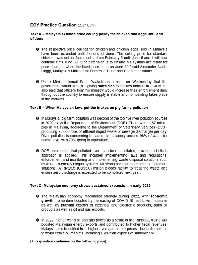 Paper 2 Practice Question - 2024 EOY | PDF | Gross Domestic Product | Exports