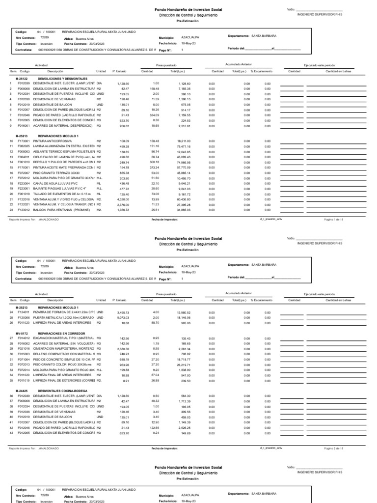 Pres-Timación Código # 109001 | PDF | Albañilería | Ingeniero civil