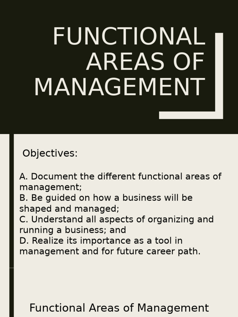 Key Functional Areas of Management | PDF | Marketing | Enterprise ...
