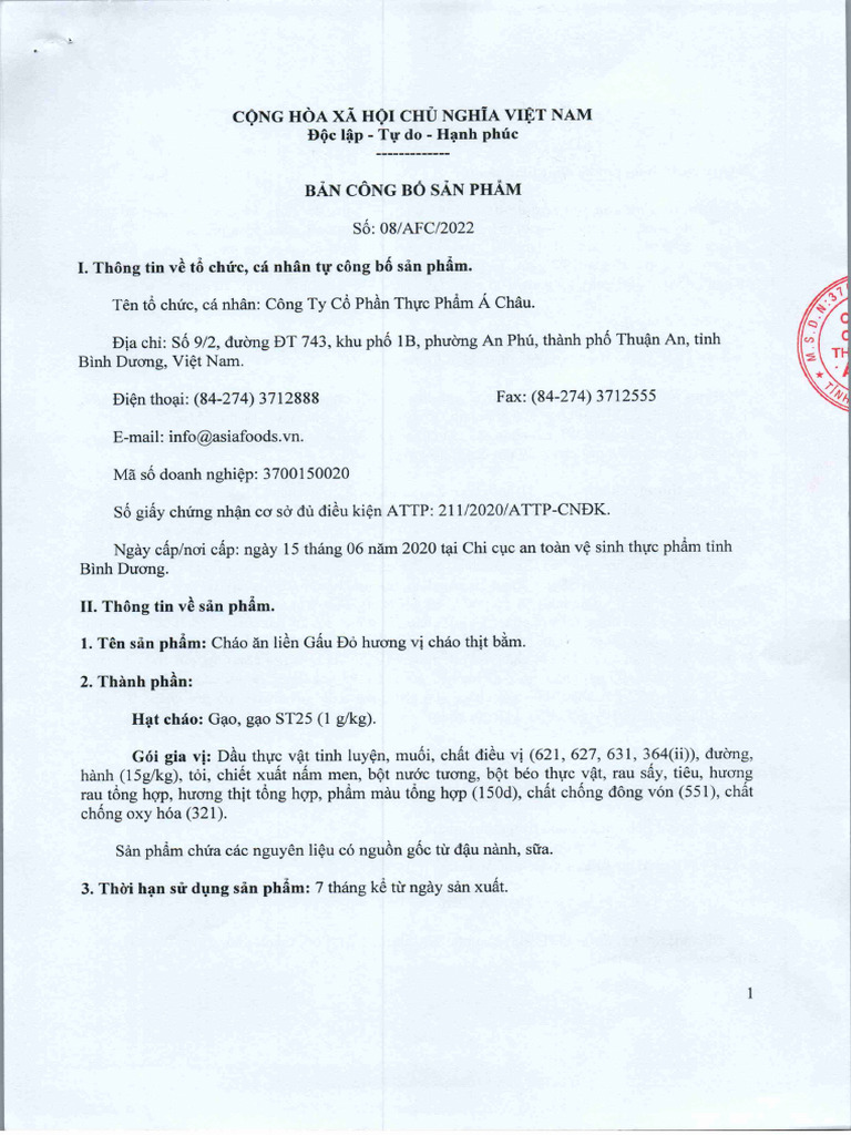 Chao An Lien Gau Do Huong Vi Chao Thit Bam - HSCB | PDF