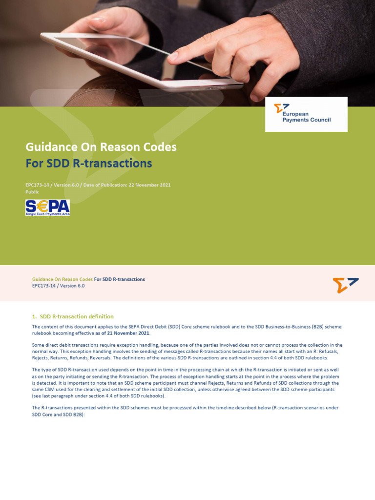 Guidance on SDD R-Transaction Codes | PDF