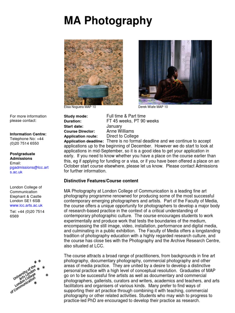 Ma Photography Leaflet | PDF | University And College Admission | Curator