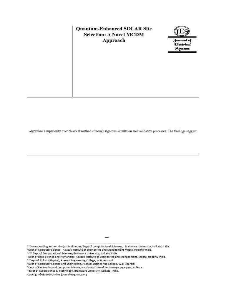 Quantum-Enhanced SOLAR Site Selection: A Novel MCDM Approach | PDF ...