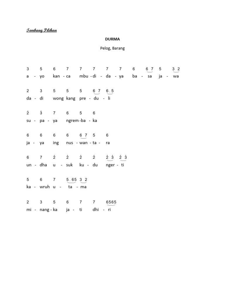 DURMA Pelog, Barang | PDF