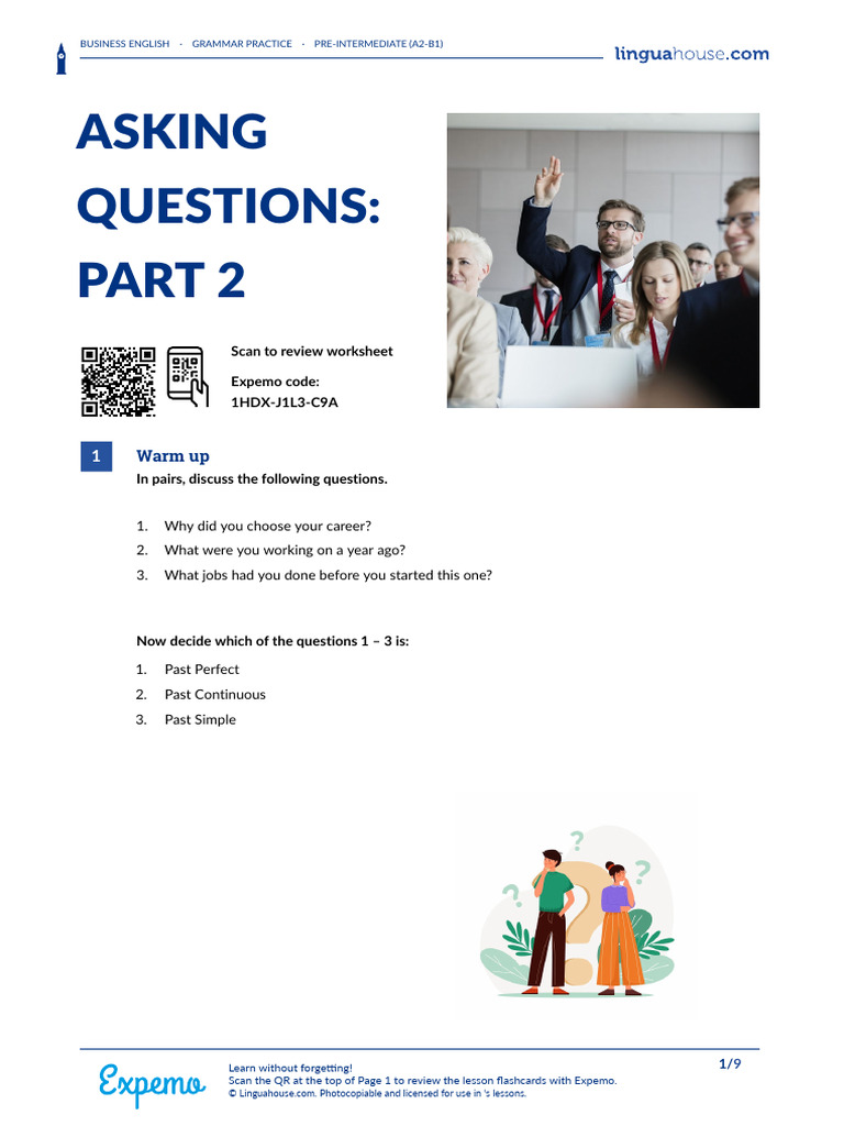 Asking Questions Part 2 British English Student A2 B1 | PDF | Syntax ...
