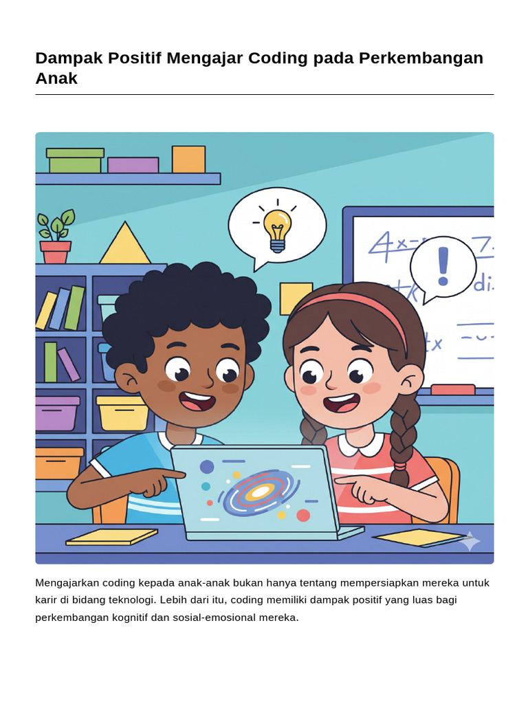 Manfaat Pembelajaran Coding untuk Anak | PDF