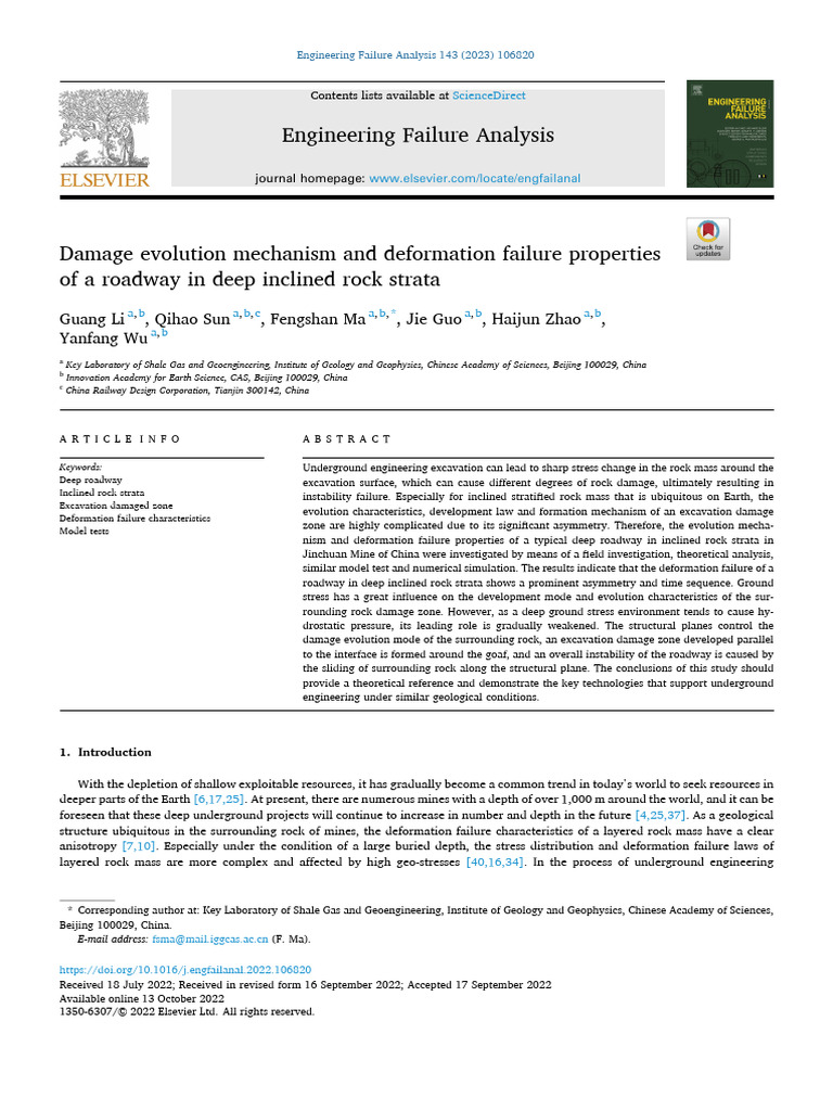 Damage Evolution Mechanism and Deformation Failure Properties | PDF ...