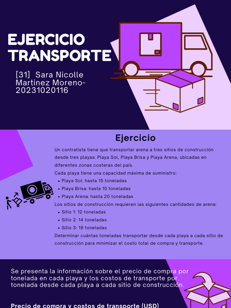 [31] Sara Nicolle Martinez Moreno Diapositivas EJERCICIO TRANSPORTE | PDF