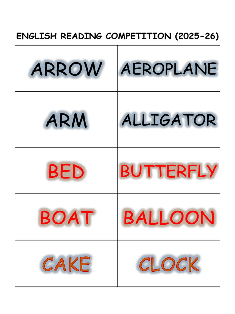 UKG English Reading Challenge | PDF