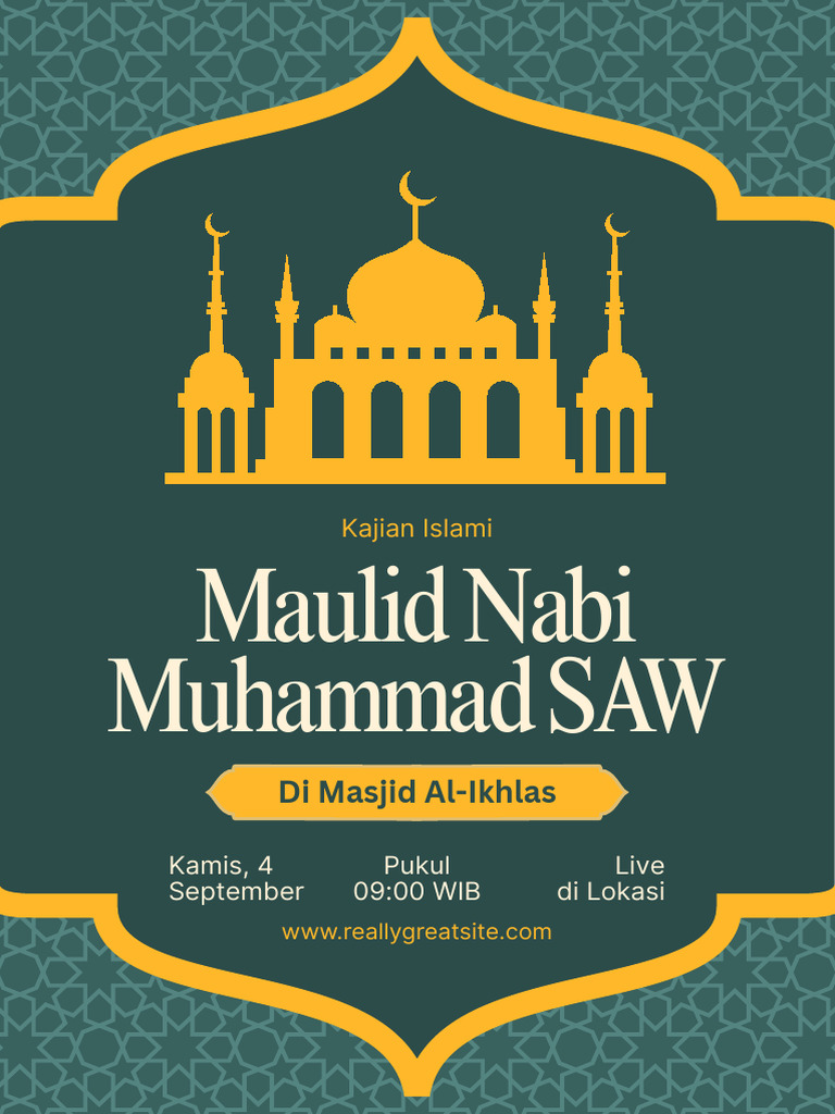 Hijau Dan Kuning Undangan Acara Maulid Nabi Muhammad Invitation | PDF
