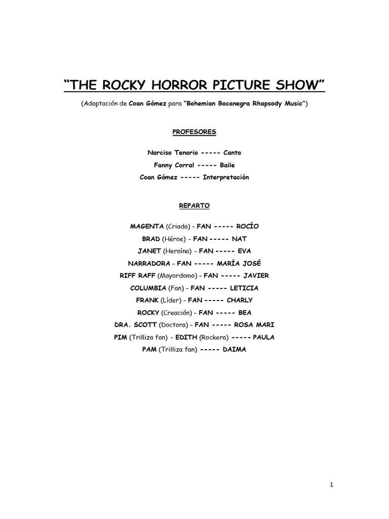 "Adaptación de The Rocky Horror Show" | PDF