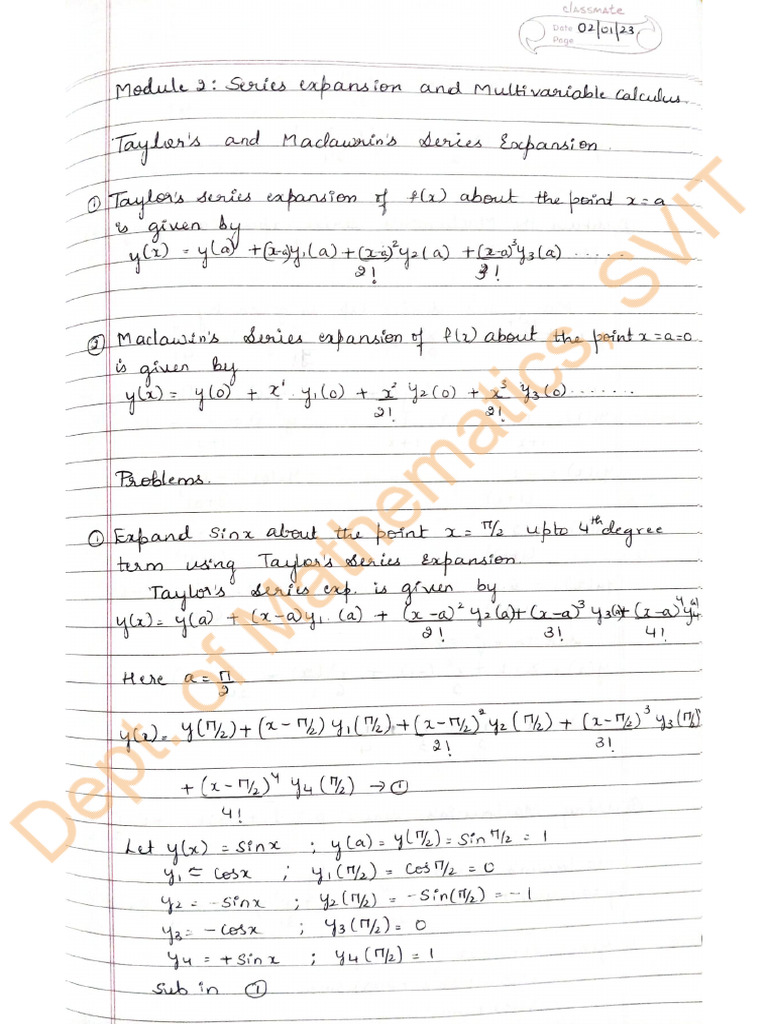Module 2 - Series Expansion & Multivariable Calculus | PDF