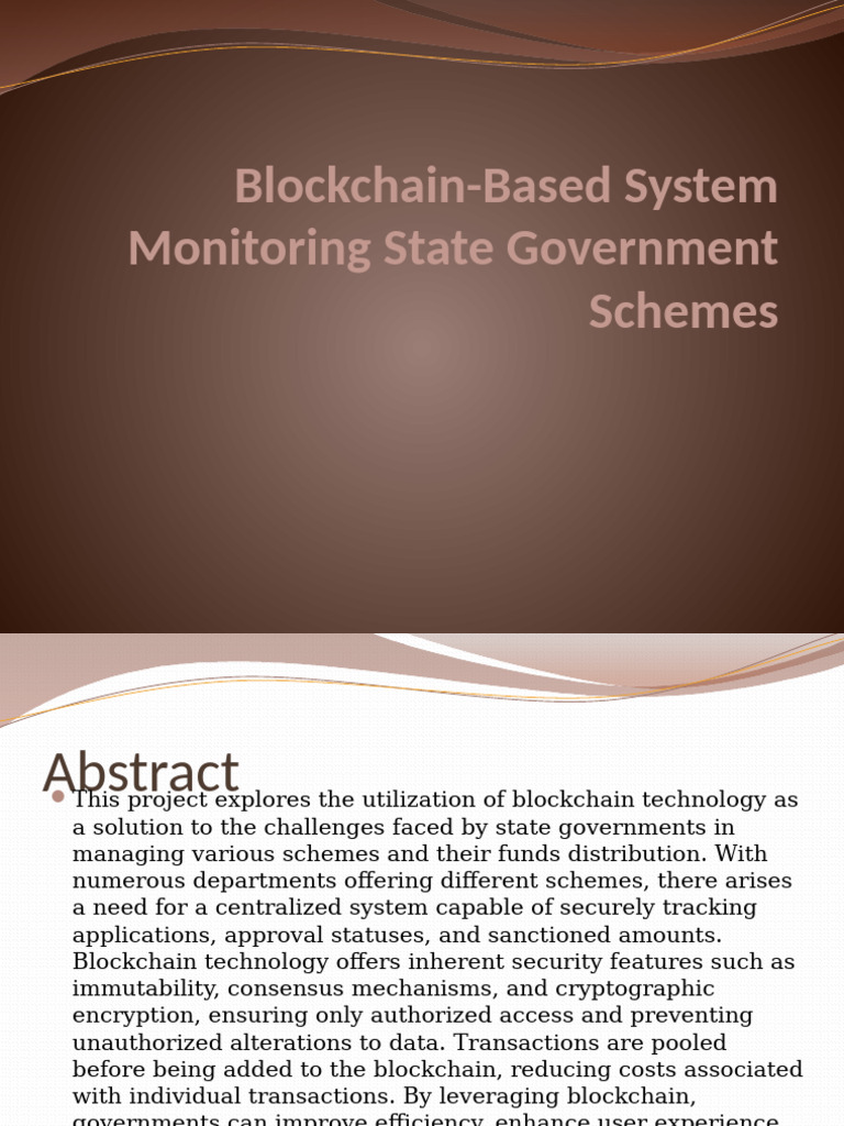 Blockchain-Based System Monitoring State Government Schemes | PDF ...
